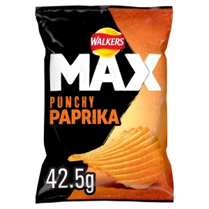 Walkers Max Sizzling Flame Grilled Steak Ridged Crisps 50G (24 Pack)
