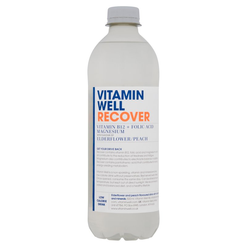 Vitamin Well Recover Elderflower & Peach 500ml (12 Pack)